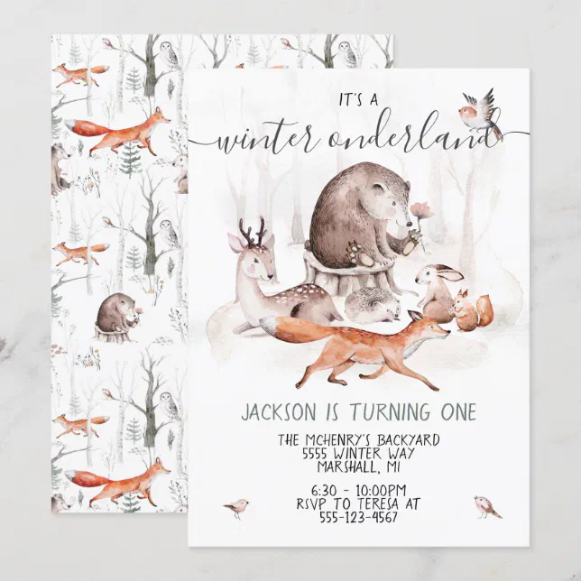 Woodland Onderland Scandinavian Birthday Party Invitation | Zazzle