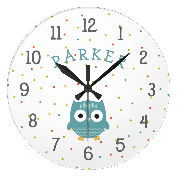 Woodland Owl baby nursery clock with name | Zazzle.com