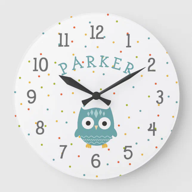 Woodland Owl baby nursery clock with name | Zazzle