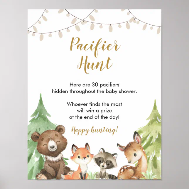 Woodland Pacifier Hunt Poster | Zazzle