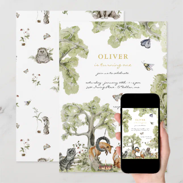 Woodland Picnic | Forest Animals Birthday Party Invitation | Zazzle