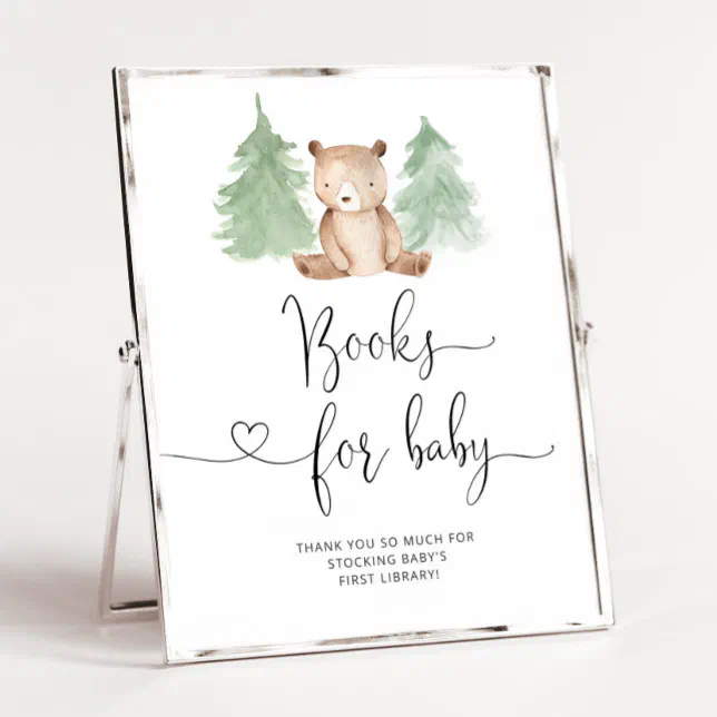 Woodland pine tree bear Books for baby Poster | Zazzle