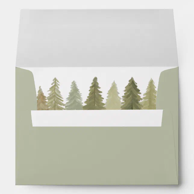 Woodland Pine Trees Baby Shower Envelope | Zazzle