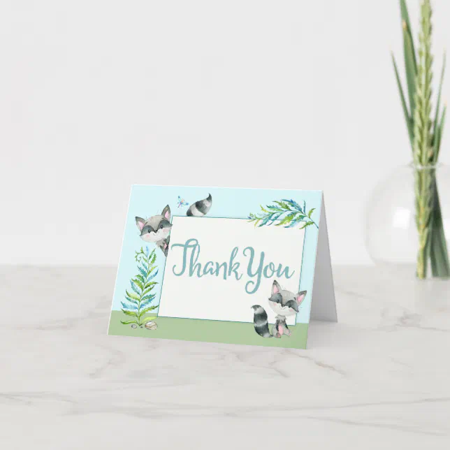 Woodland Raccoon Thank You with Photo | | Zazzle