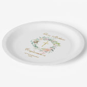 Woodland Rose Garland Gold Confirmation Paper Plates | Zazzle