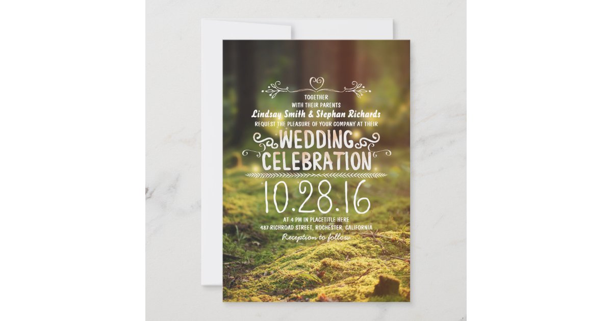 woodland rustic outdoor wedding invitations | Zazzle