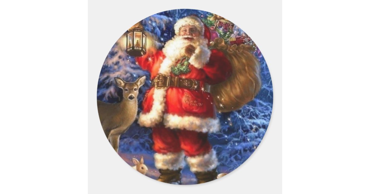 Woodland Santa Sticker | Zazzle