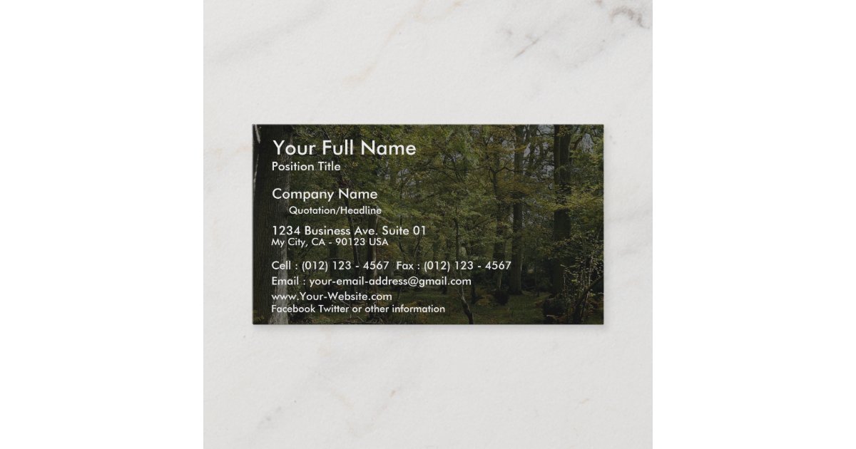 Woodland scene from the Forest Business Card | Zazzle
