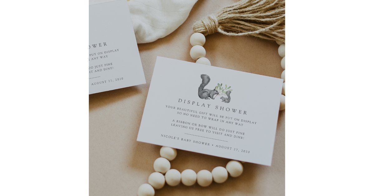 Woodland Squirrel Baby Shower Display Shower Enclosure Card | Zazzle