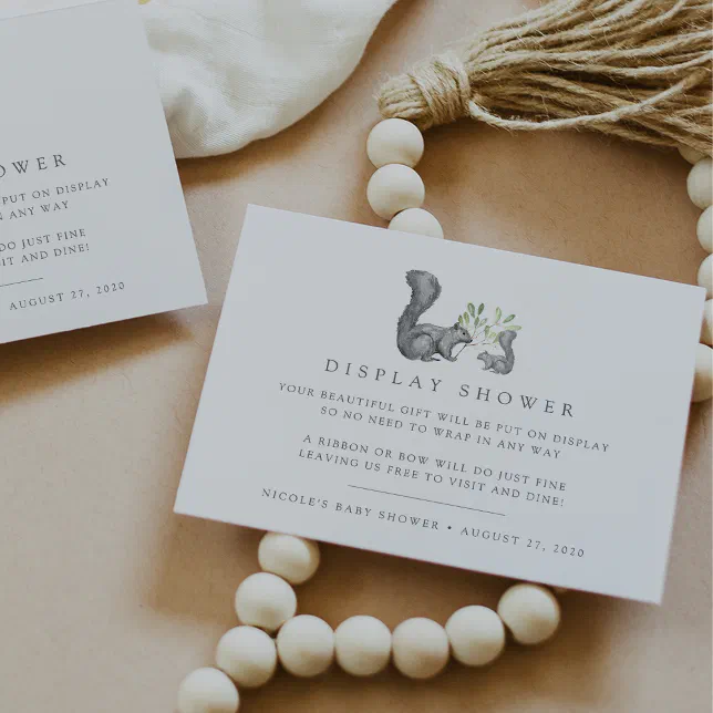 Woodland Squirrel Baby Shower Display Shower Enclosure Card | Zazzle