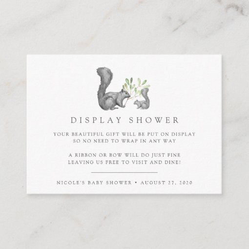 Woodland Squirrel Baby Shower Display Shower Enclosure Card | Zazzle