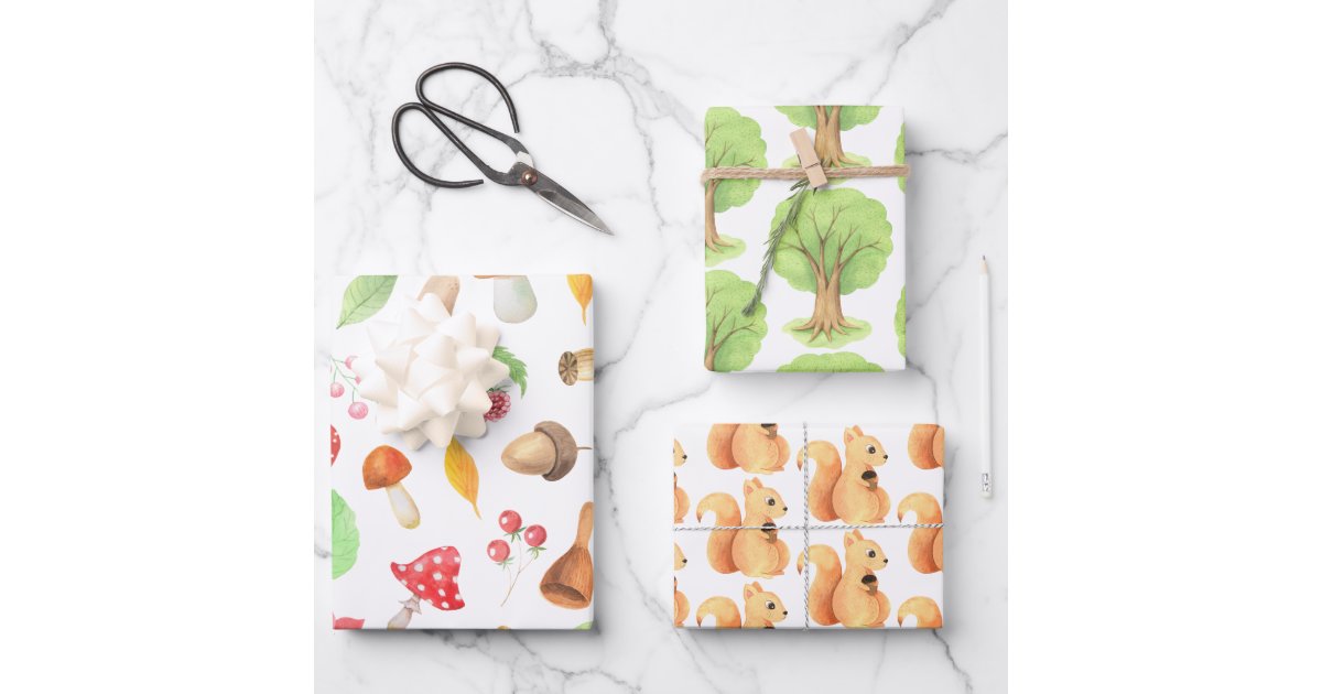Woodland Squirrel Wrapping Paper Set | Zazzle