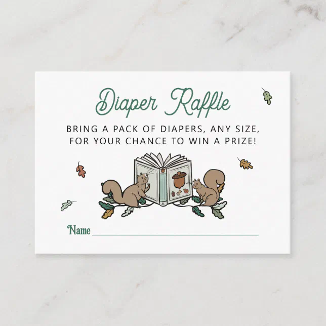 Woodland Squirrels Storybook Diaper Raffle Enclosure Card | Zazzle