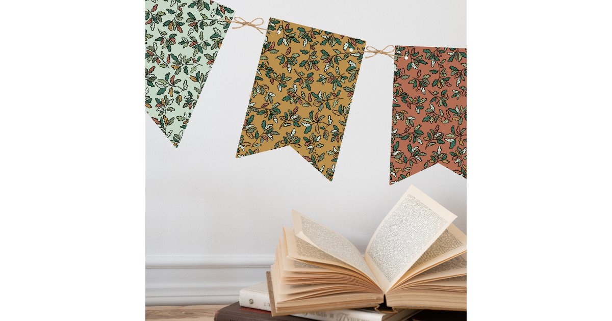 Woodland Storybook Fall Leaves Baby Shower Bunting Flags | Zazzle