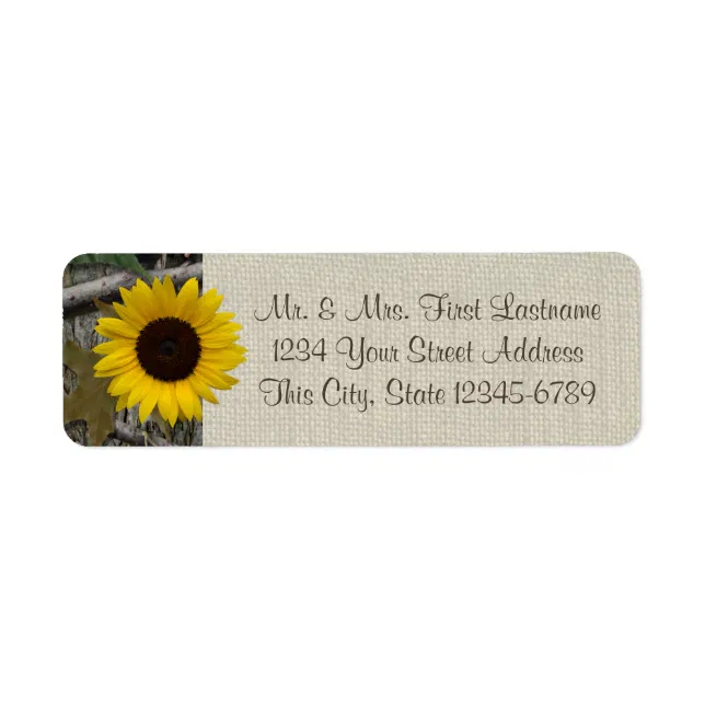 Woodland Sunflower and Burlap Label | Zazzle