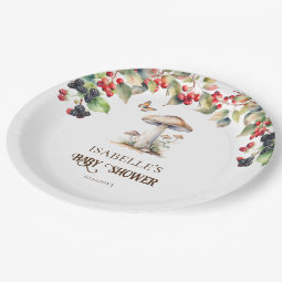 Woodland Toadstool & Mushroom Fall Baby Shower Paper Plates | Zazzle