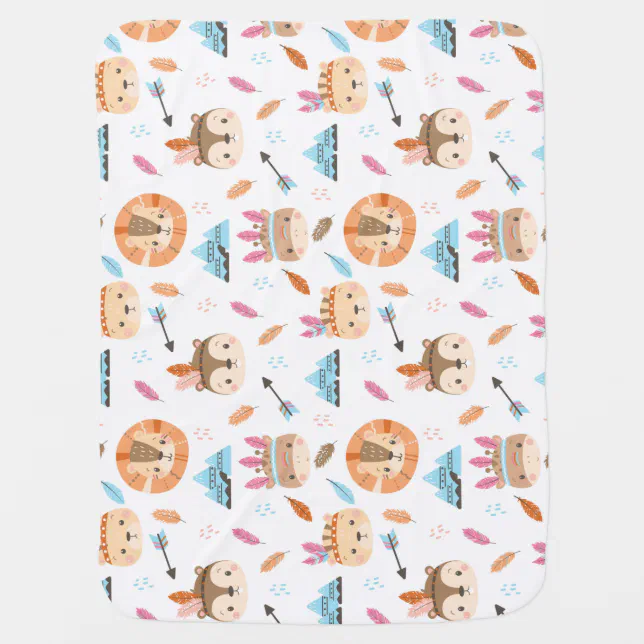 Woodland Tribal Native Americans Seamless Pattern Baby Blanket | Zazzle