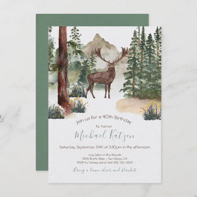 Woodland Watercolor Forest Birthday Invitation | Zazzle