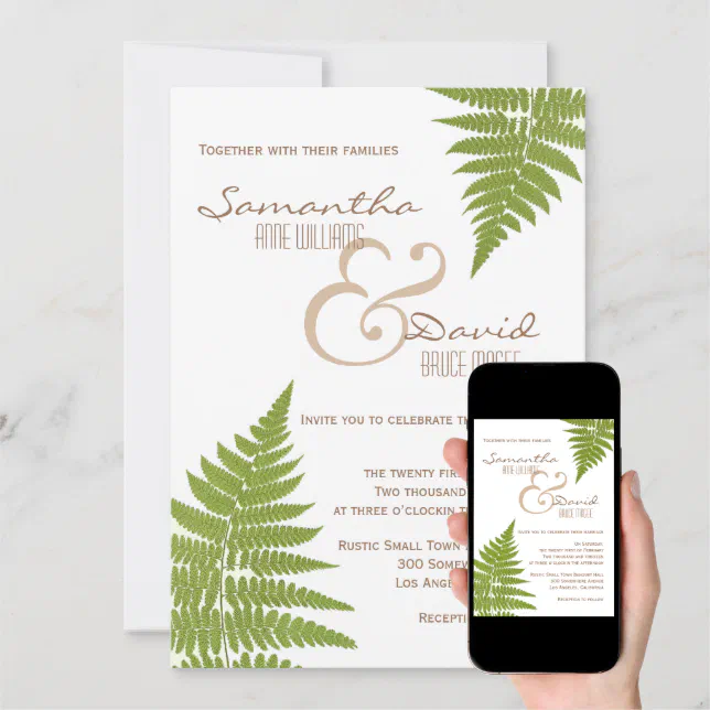 Woodland Wedding Fern Invitation | Zazzle