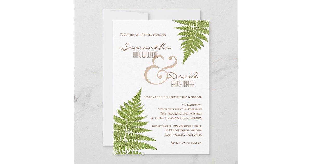 Woodland Wedding Fern Invitation | Zazzle