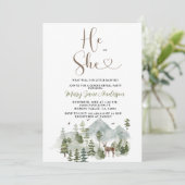 Woodland Winter Forest Gender Reveal Invitation | Zazzle