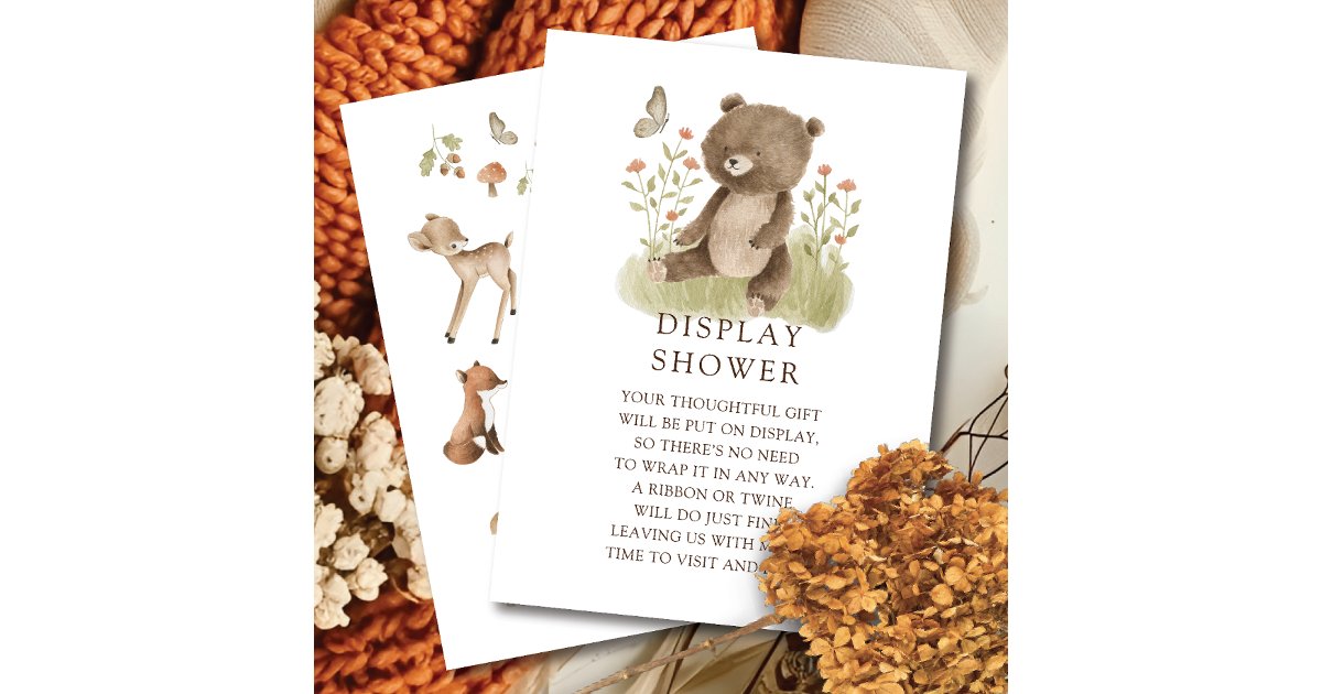 Woodland Wonder Bear Display Shower Enclosure Card | Zazzle
