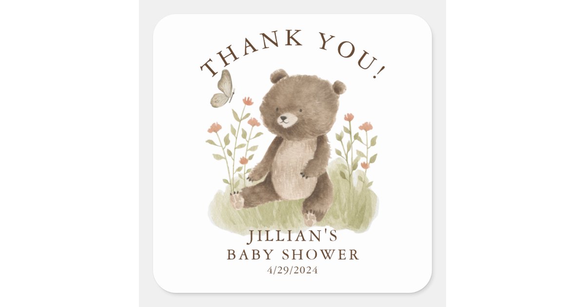 Woodland Wonder Bear Square Sticker | Zazzle