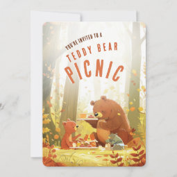 Woodland Wonder - Teddy Bear Picnic First Birthday Invitation | Zazzle