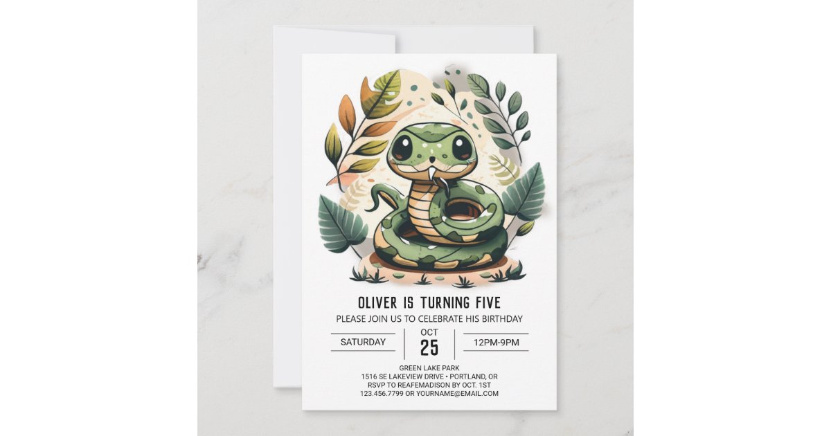 Woods Python Party Birthday Invitation | Zazzle