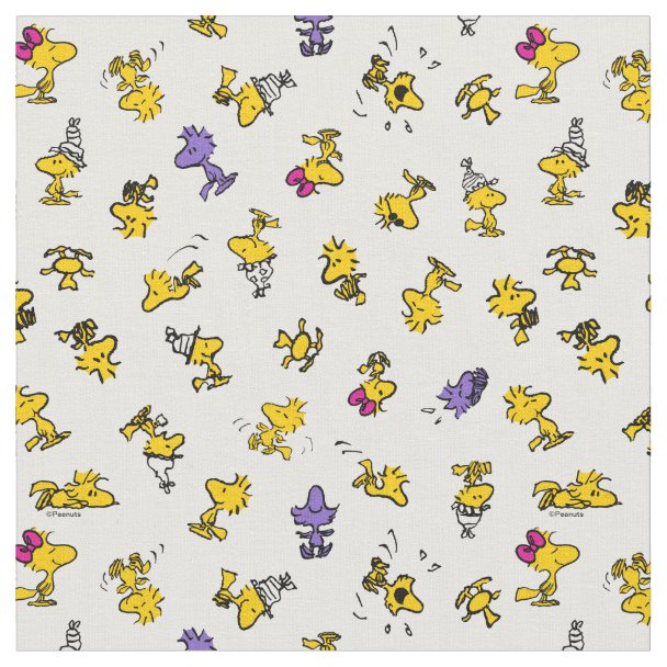 Snoopy & Woodstock Red Christmas Pattern Fabric | Zazzle