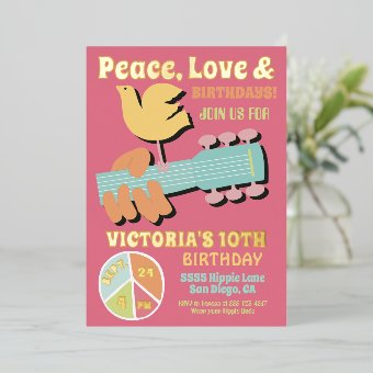 Woodstock Hippie Birthday Party Foil Invitation | Zazzle