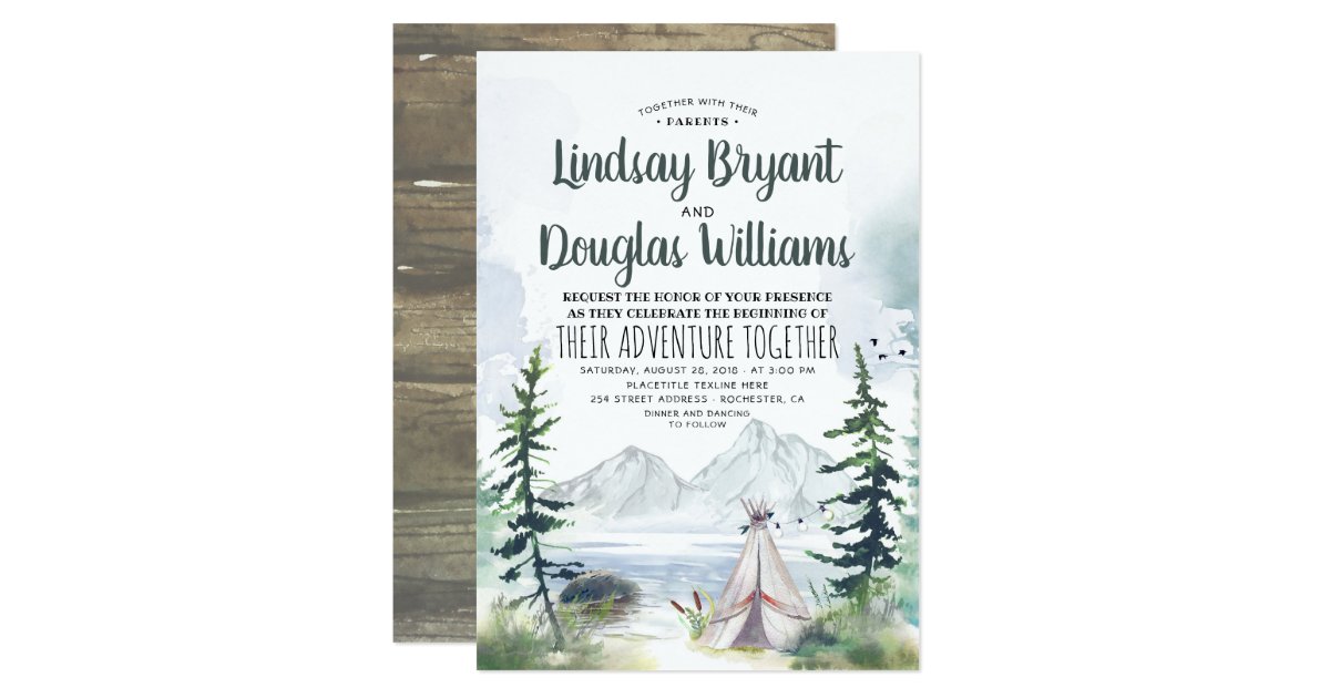 Woodsy Nature Mountains Adventure Wedding Invitation | Zazzle.com