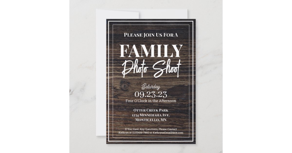 Woodsy & Rustic Family Photo Shoot Invitation | Zazzle