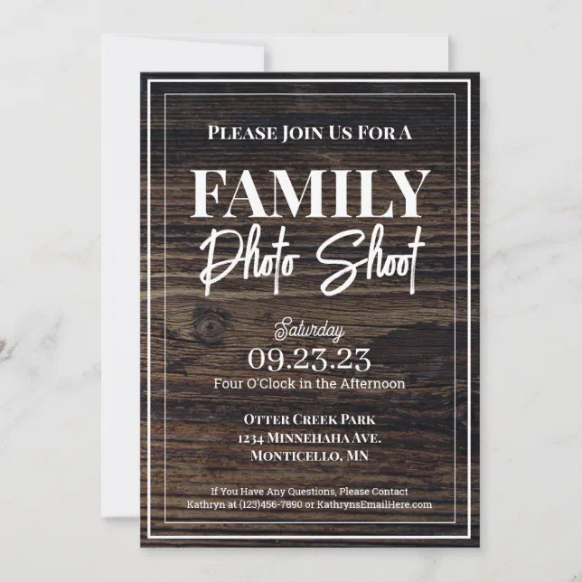 Woodsy & Rustic Family Photo Shoot Invitation | Zazzle