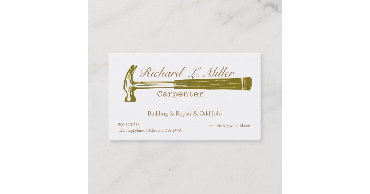 Woodwork Handyman Carpenter Construction Business Card | Zazzle