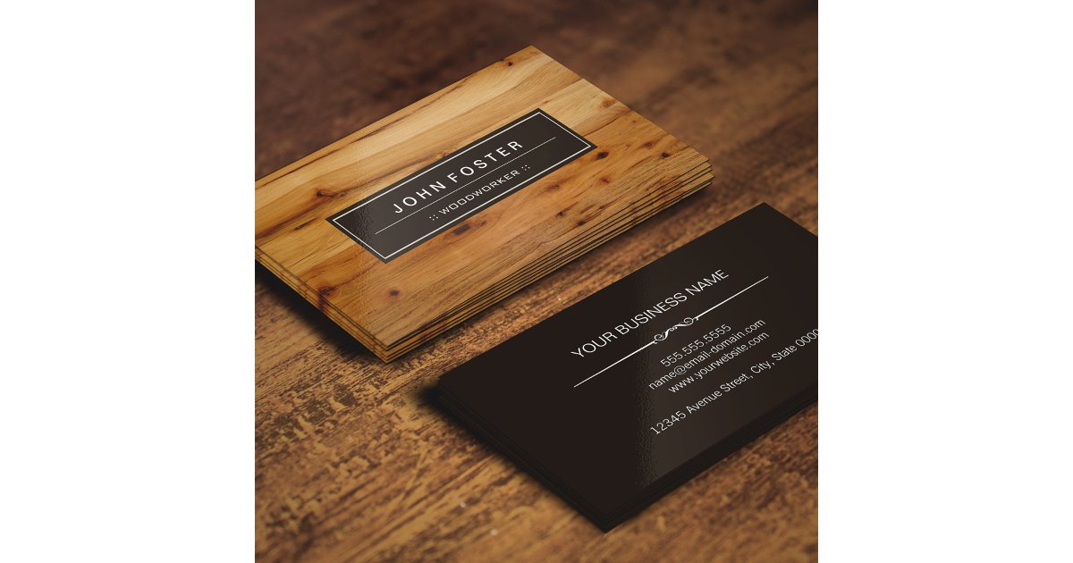 Woodworker - Border Wood Grain Business Card | Zazzle