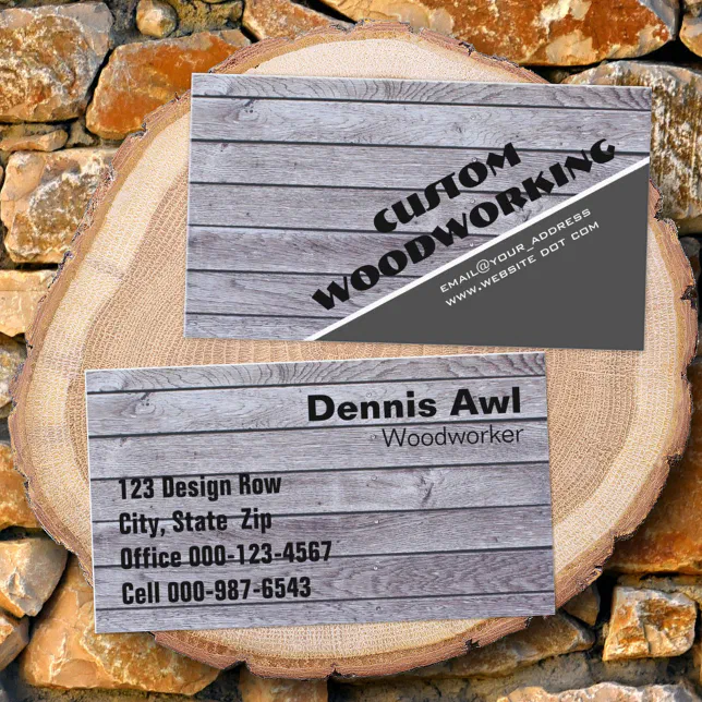 Woodworker Trade Vintage Weathered Gray Wood Slats Business Card | Zazzle
