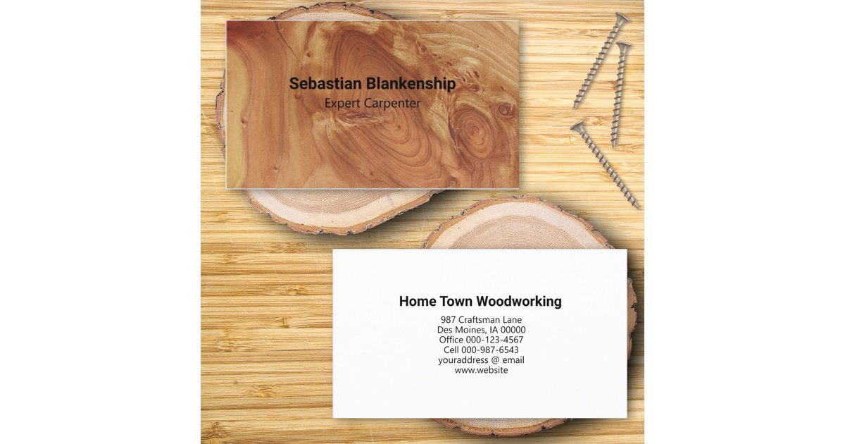 Woodworking Craftsman Finish Wood Texture Business Card | Zazzle