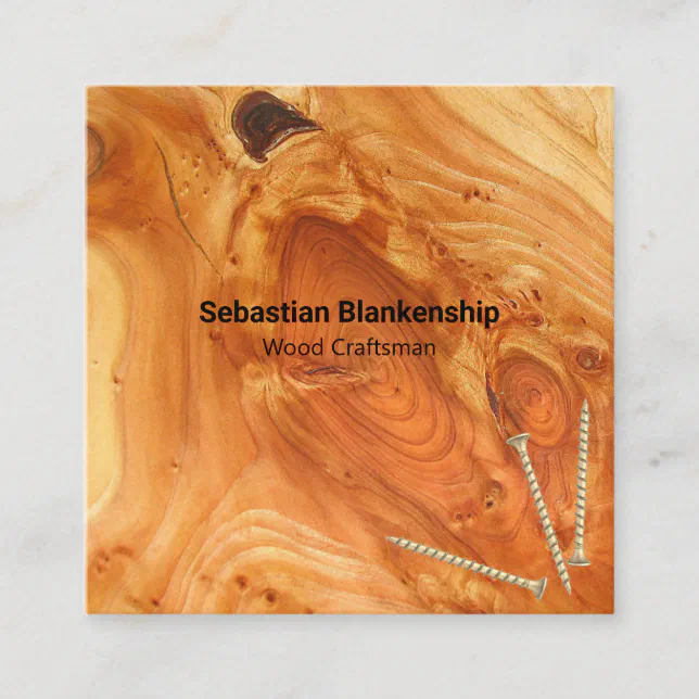 Woodworking Craftsman Finished Wood Knot QR Code Square Business Card ...