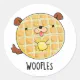 Woofles Funny Doggy Waffle Pun Classic Round Sticker | Zazzle