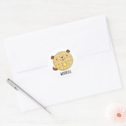 Woofles Funny Doggy Waffle Pun Classic Round Sticker | Zazzle