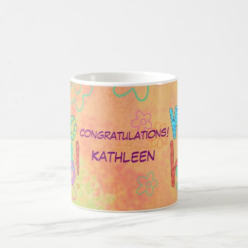 Woohoo Congratulations Name Personalized Graphic Coffee Mug | Zazzle