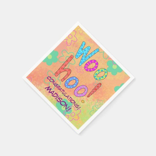 Woohoo Word Art Name Personalized Congratulations Paper Napkins | Zazzle