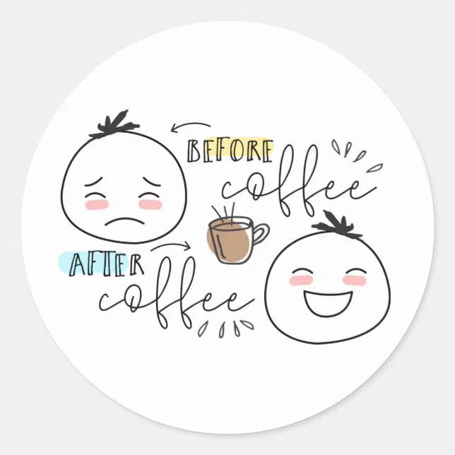 Woolies Before Coffee After Coffee Funny Meme Coff Classic Round ...