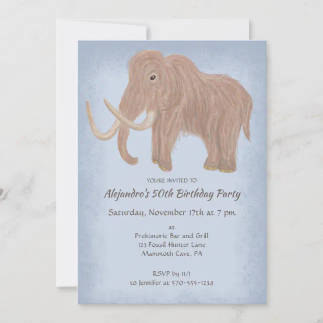 Woolly Mammoth Custom Birthday Party Invitation | Zazzle