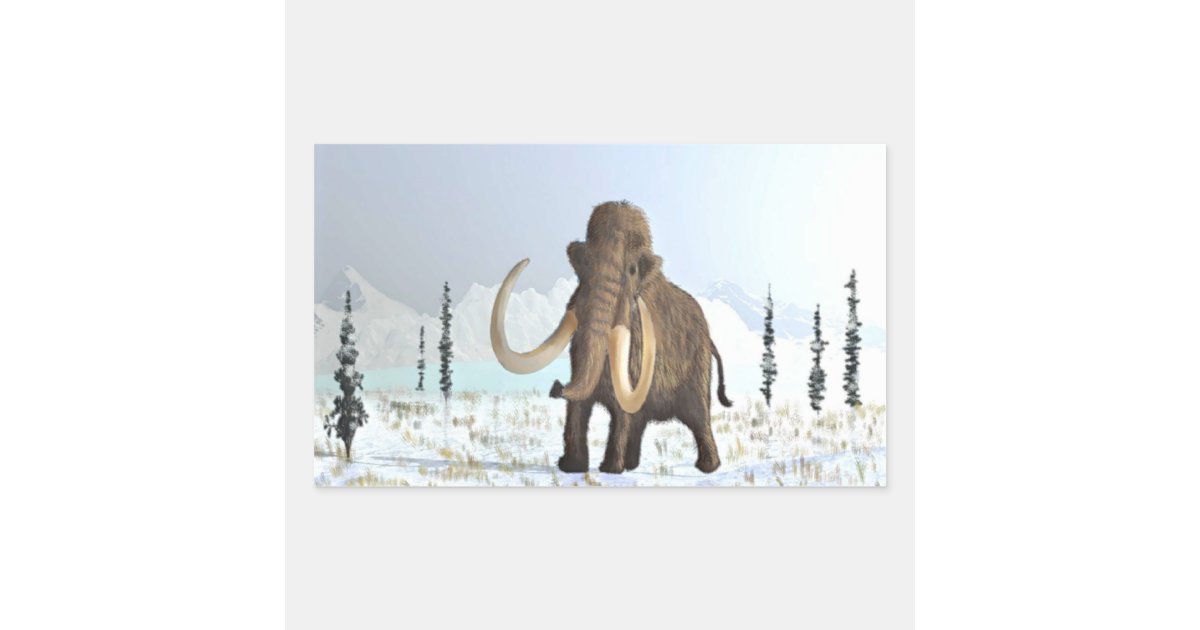 Woolly Mammoth Rectangular Sticker | Zazzle