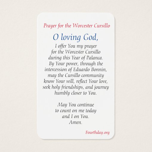 Worcester Cursillo Prayer Card | Zazzle