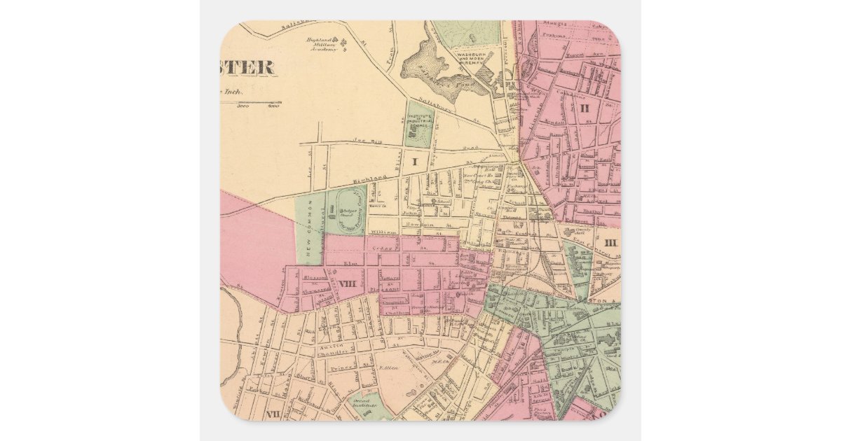 Worcester Square Sticker | Zazzle