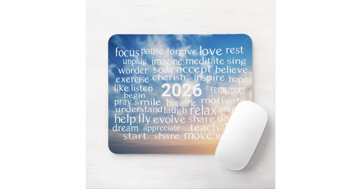 Word Cloud 2026 On Sky Mouse Pad | Zazzle