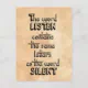 Word LISTEN contains the same letters as SILENT Postcard | Zazzle